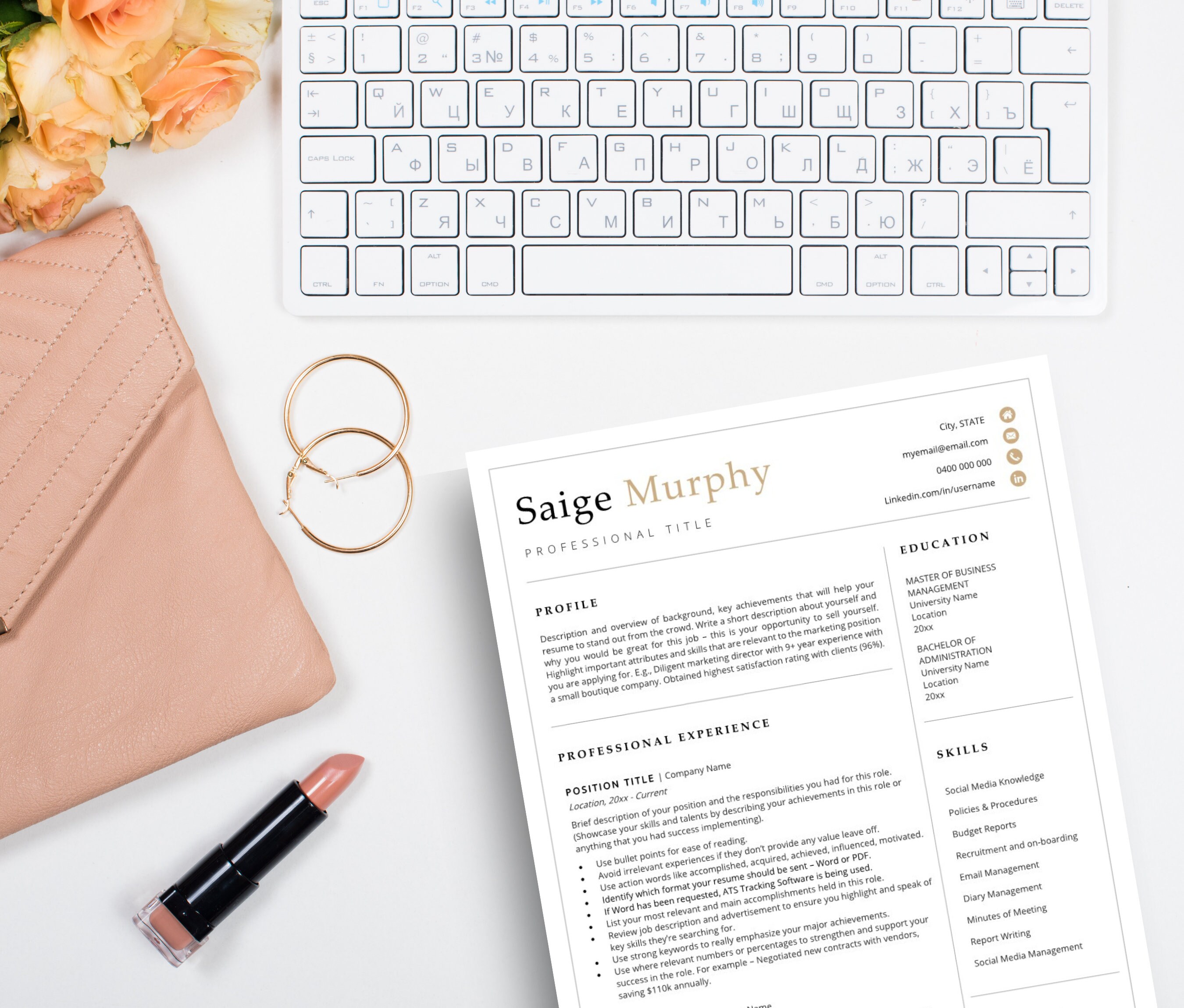 CV Template Modern Google Docs Resume, Two Column Resume Templte for ...