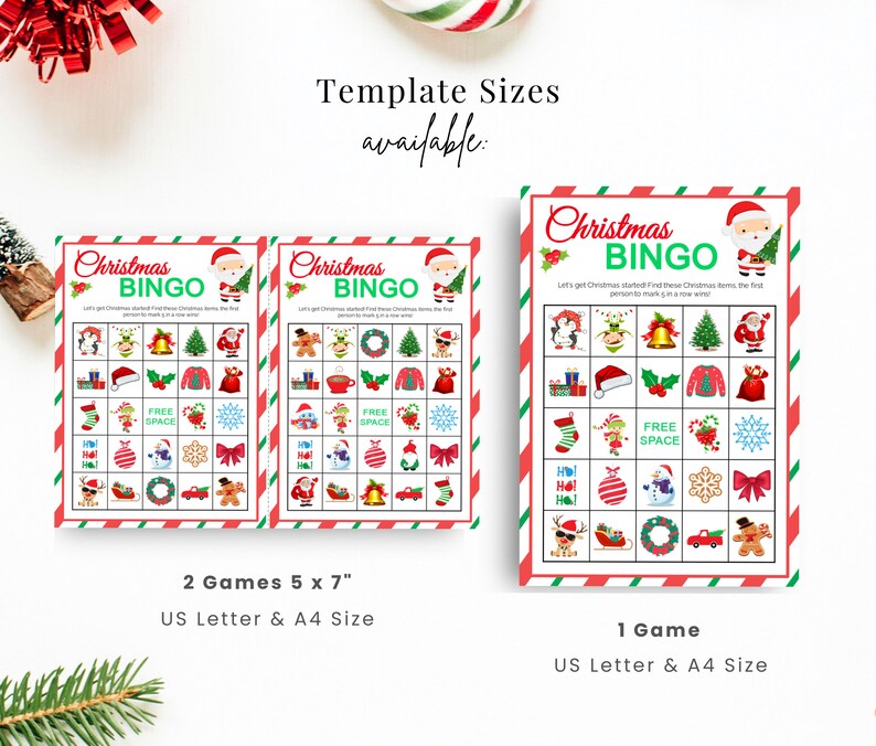 Christmas Bingo Printable Holiday Bingo Game, Christmas Printable Game ...