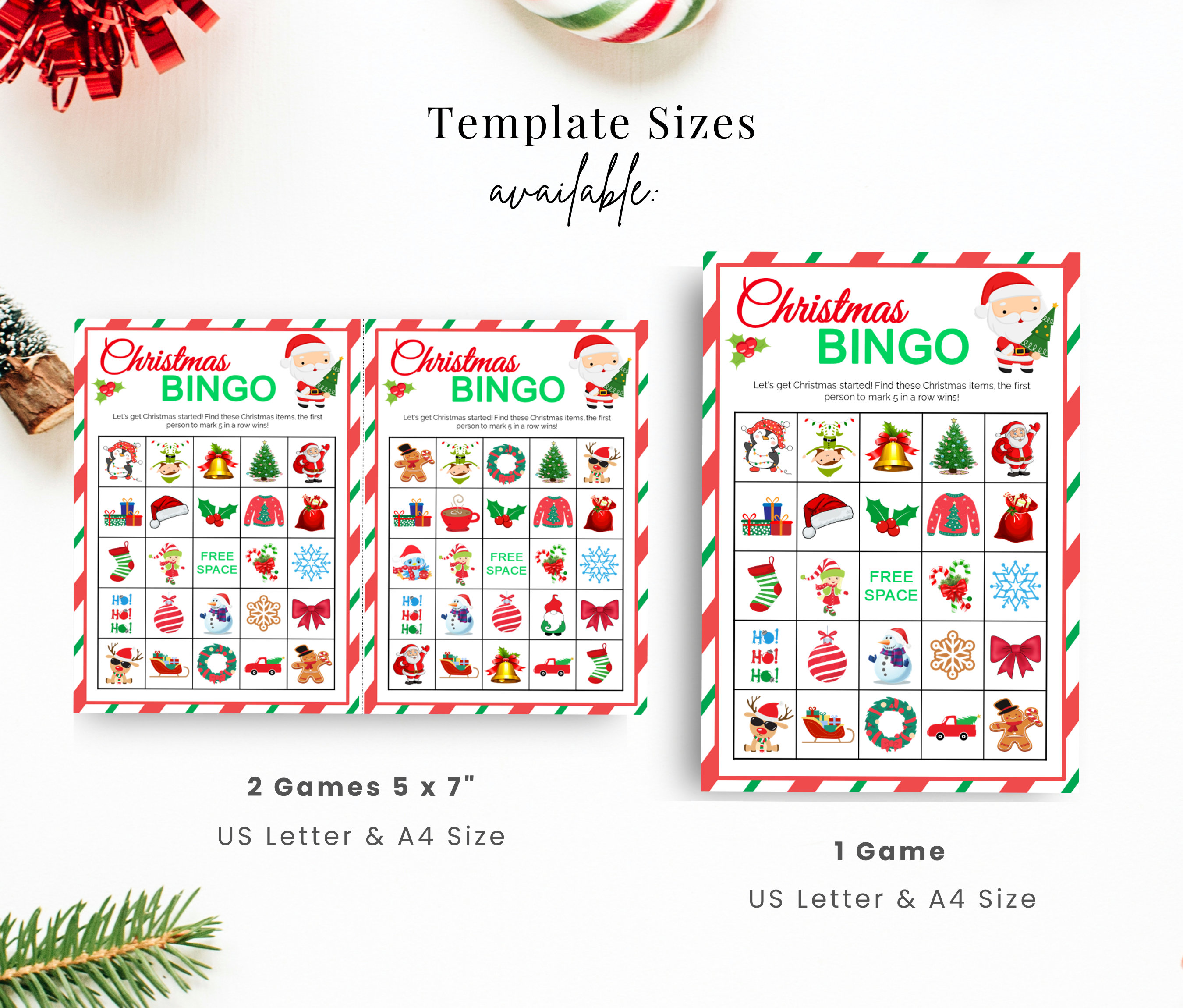 Christmas Bingo Printable Holiday Bingo Game, Christmas Printable Game ...