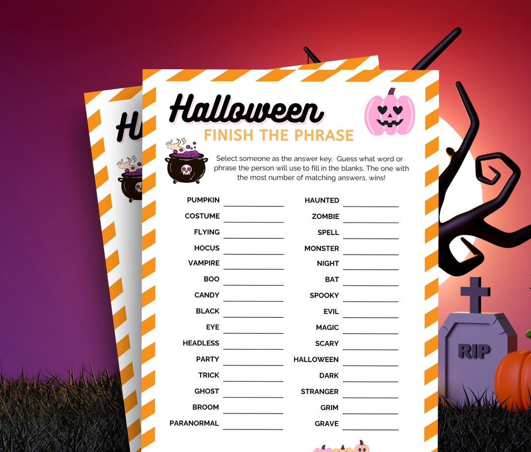 Halloween Finish My Phrase, Halloween Party Game, Halloween Games for ...