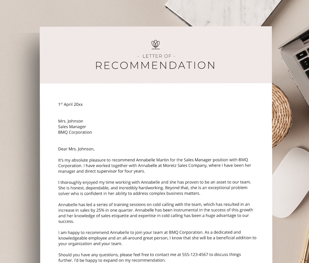 Recommendation Letter Template, Letter of Recommendation Template ...