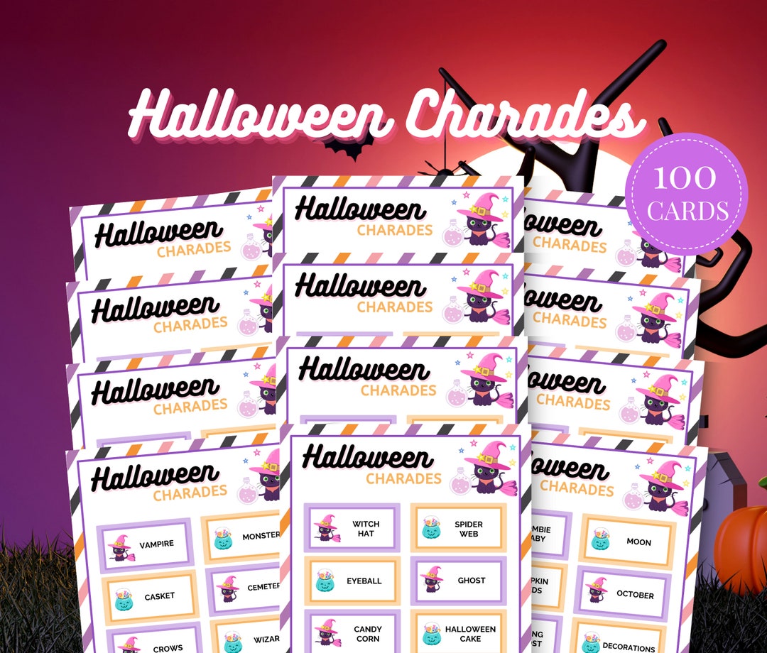 Halloween Charades Game, Printable Halloween Game Halloween Activity ...