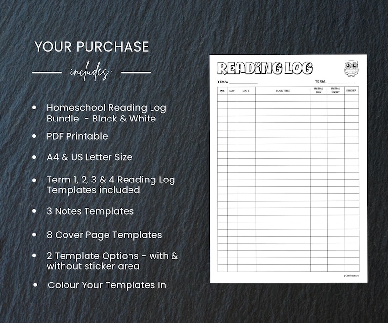 Homeschool Book Log, Printable Reading Log, Kids Reading Tracker ...