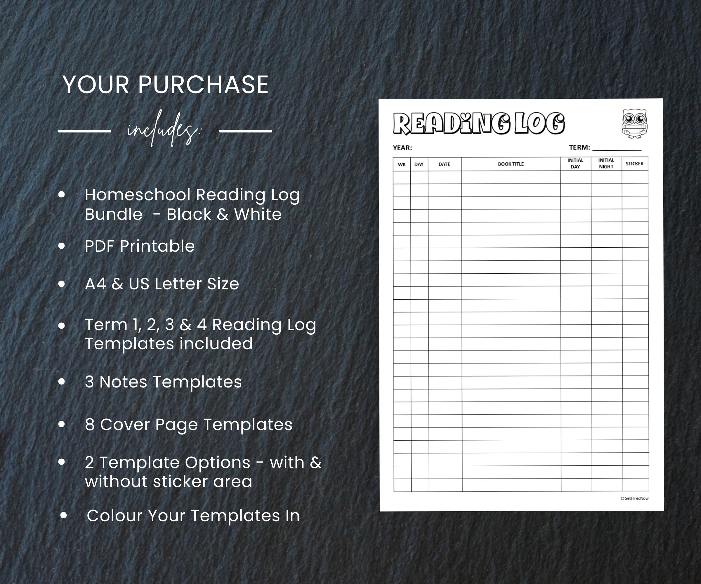 Homeschool Book Log, Printable Reading Log, Kids Reading Tracker ...