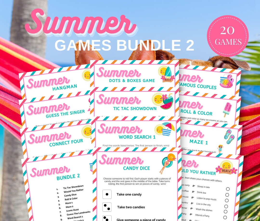 Summer Games Printable, Summer Games Bundle, Pool Party Games, Summer ...