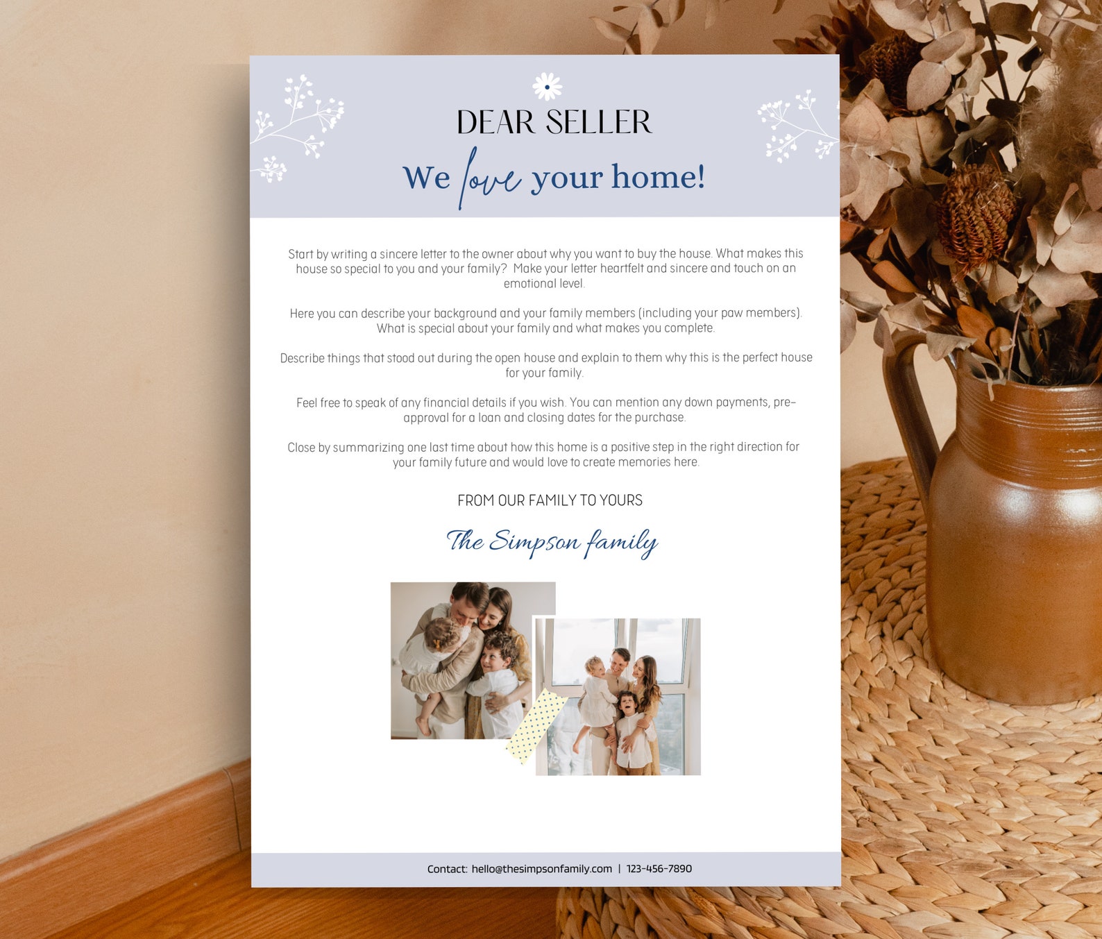 Home Offer Letter Template, We Love Your Home, Dear Seller, Letter to ...