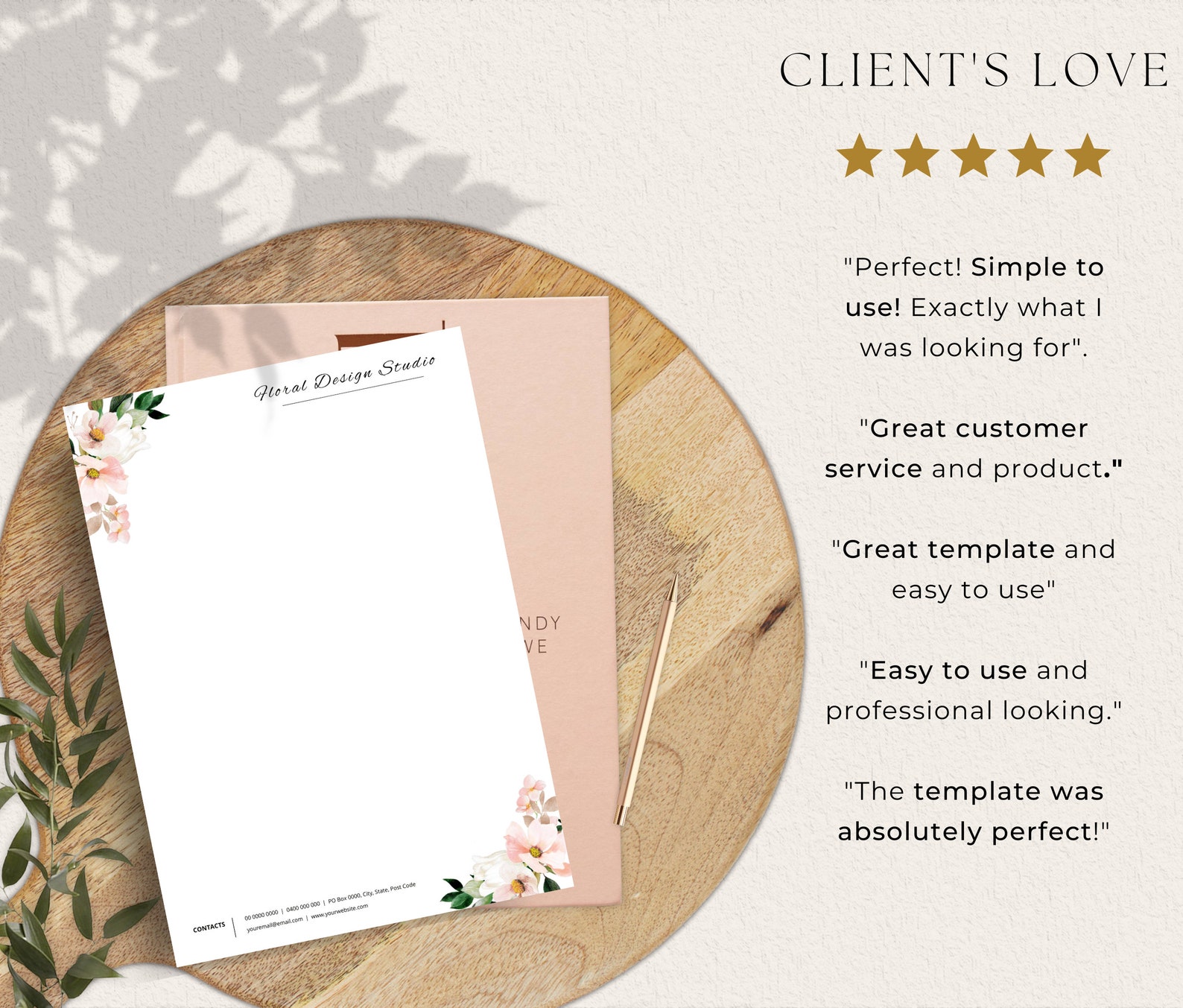 Floral Letterhead Template, Personal Letterhead for Word, Printable ...