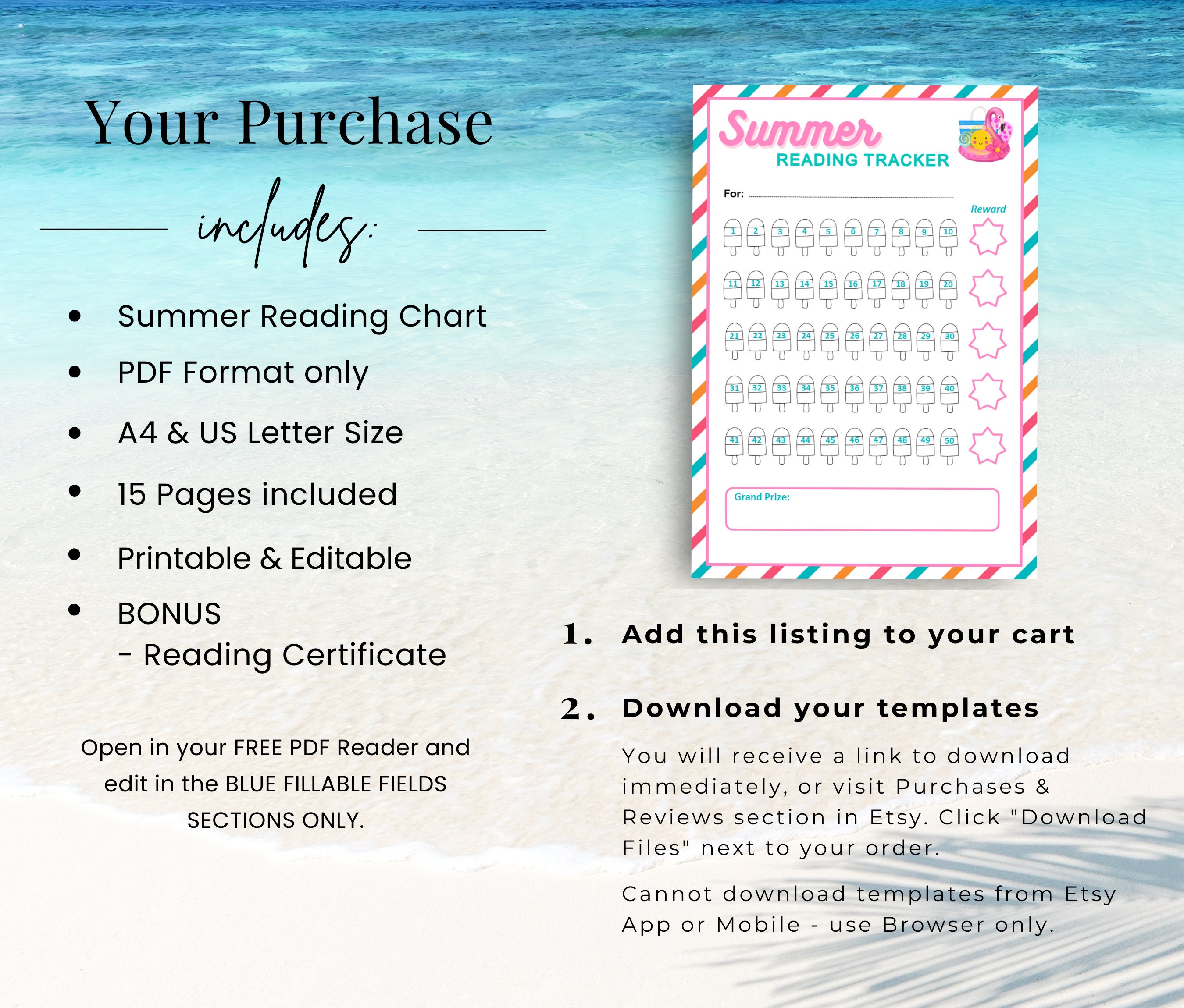 Summer Reading Chart, Printable Book Tracker, Summer Reading Challenge ...