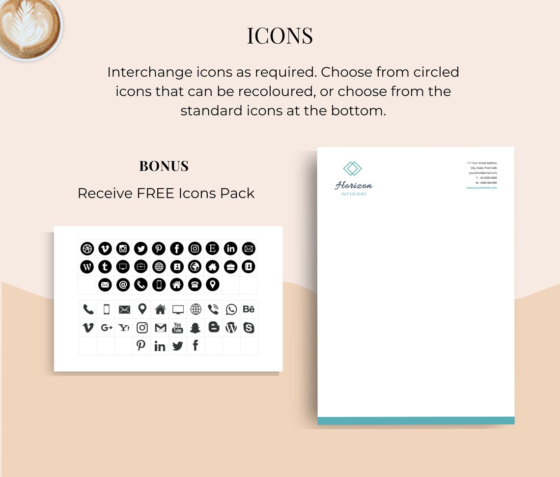 Business Letterhead for MS Word, Letterhead Template Word, Custom ...