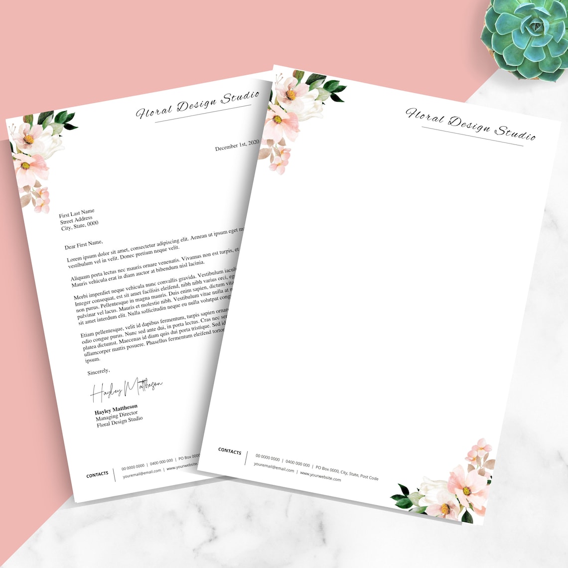 Floral Letterhead Template Personal Letterhead for Word - Etsy UK
