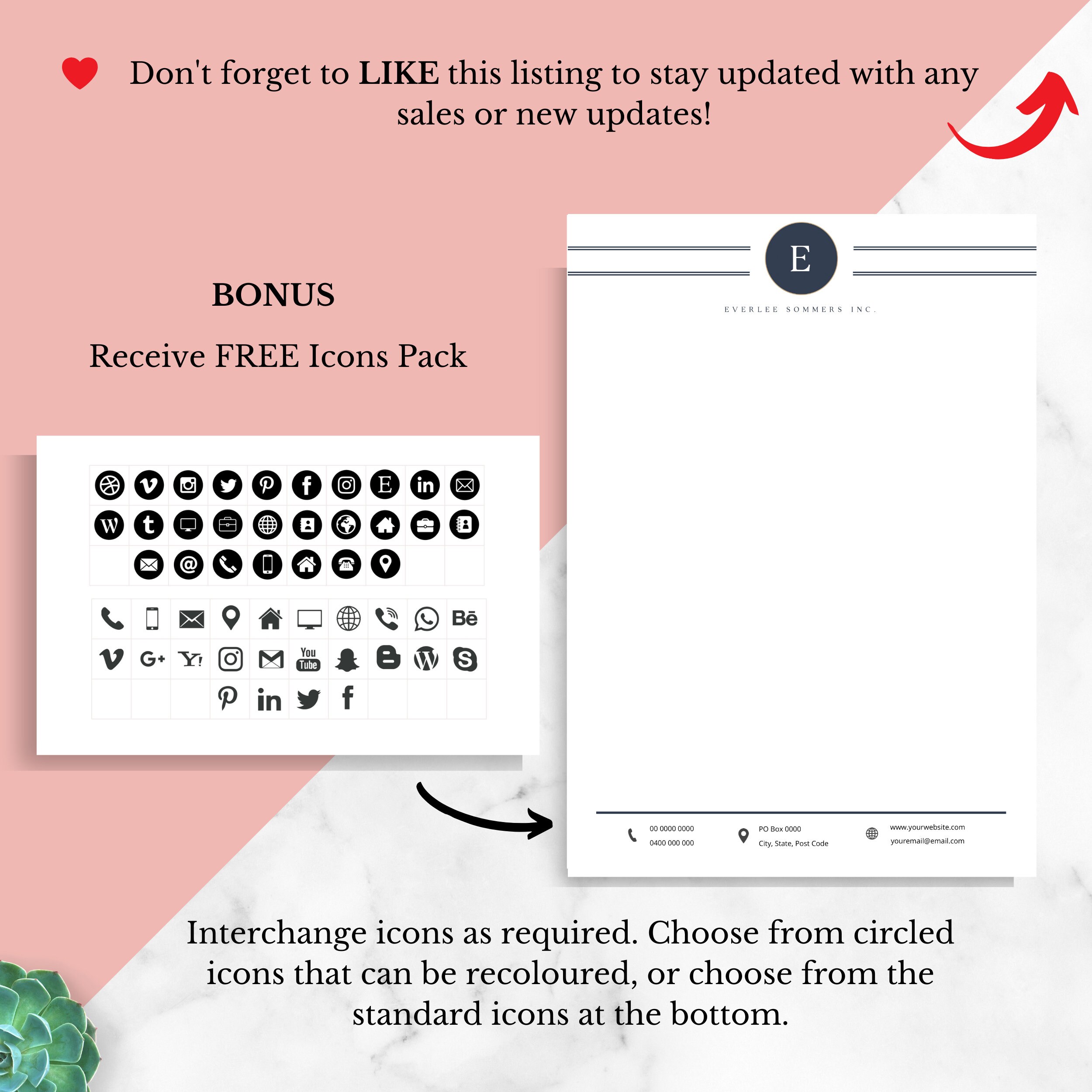 Business Letterhead Letterhead Template Word Custom - Etsy