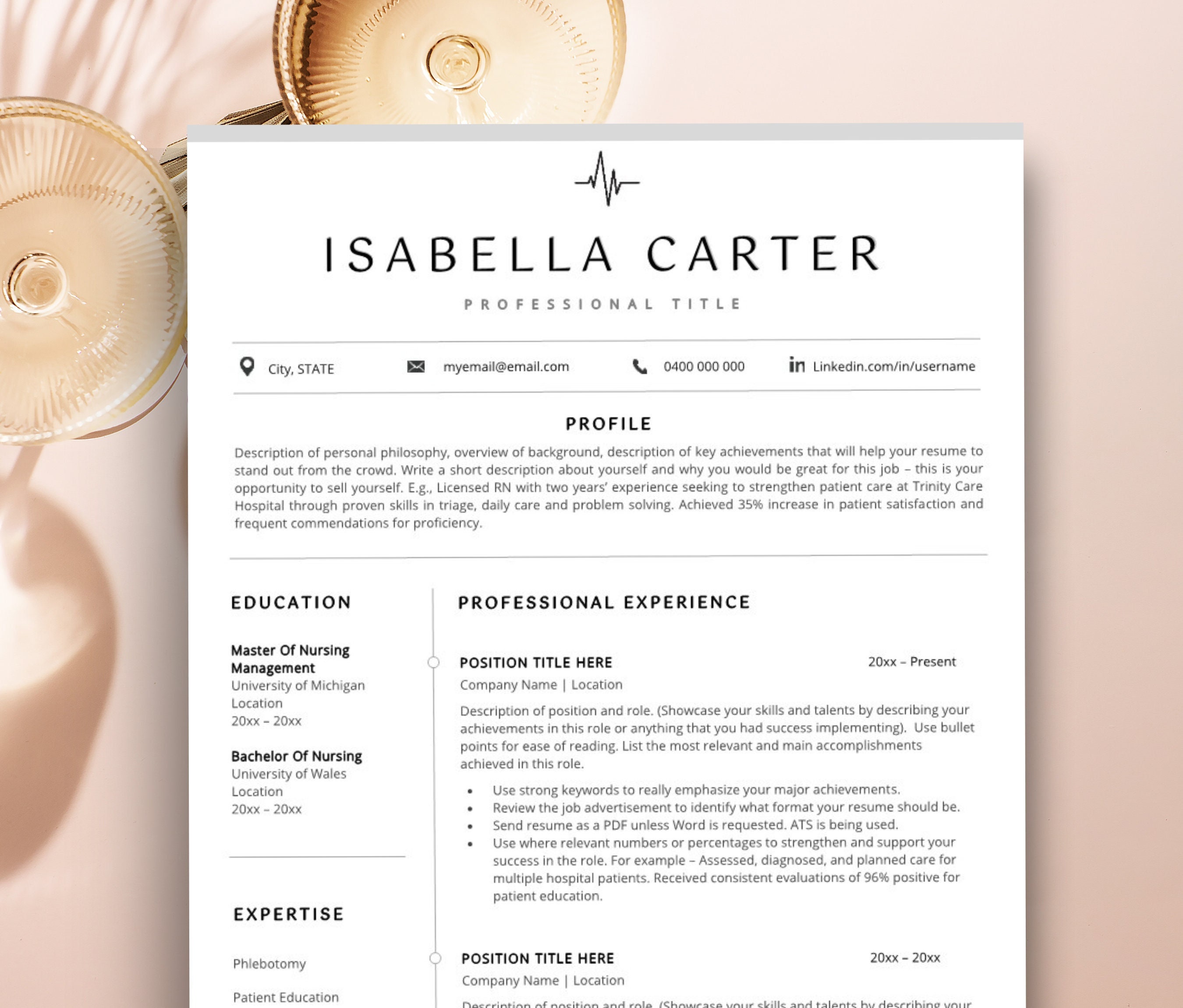CV Template Nursing, Medical Resume Template, Graduate Nurse Resume ...