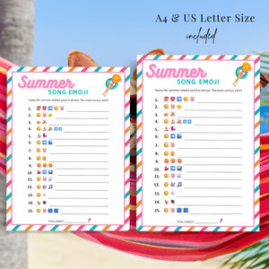 Summer Emoji Pictionary Game, Printable Summer Game, Summer Party Games ...