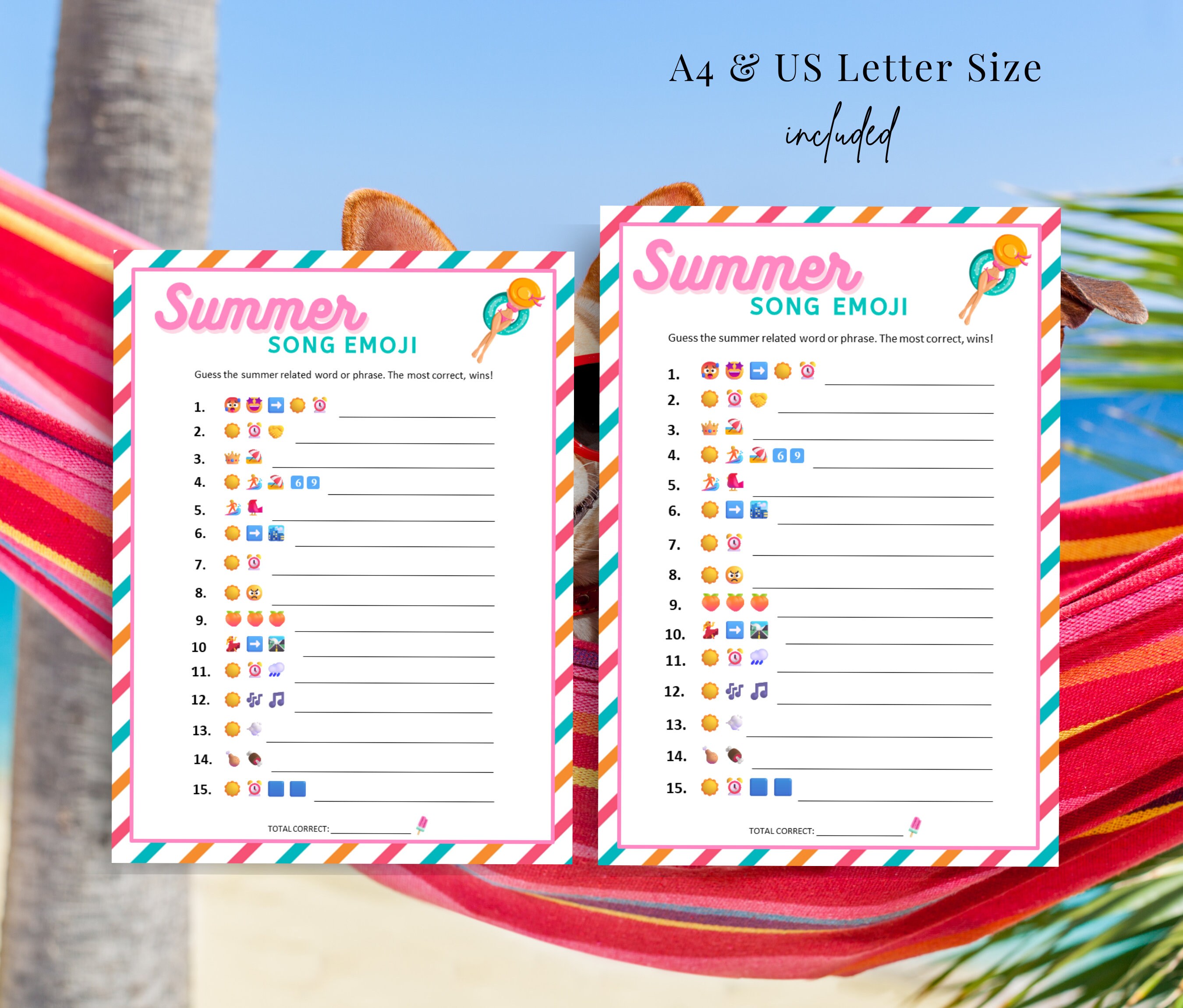 Summer Emoji Pictionary Game, Printable Summer Game, Summer Party Games ...