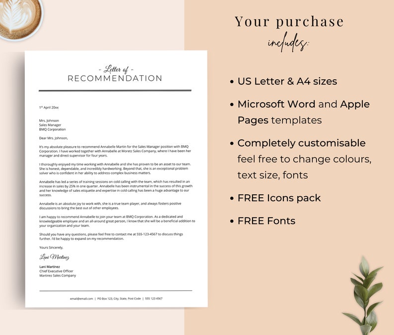 Letter of Recommendation Template, Recommendation Letter MS Word ...