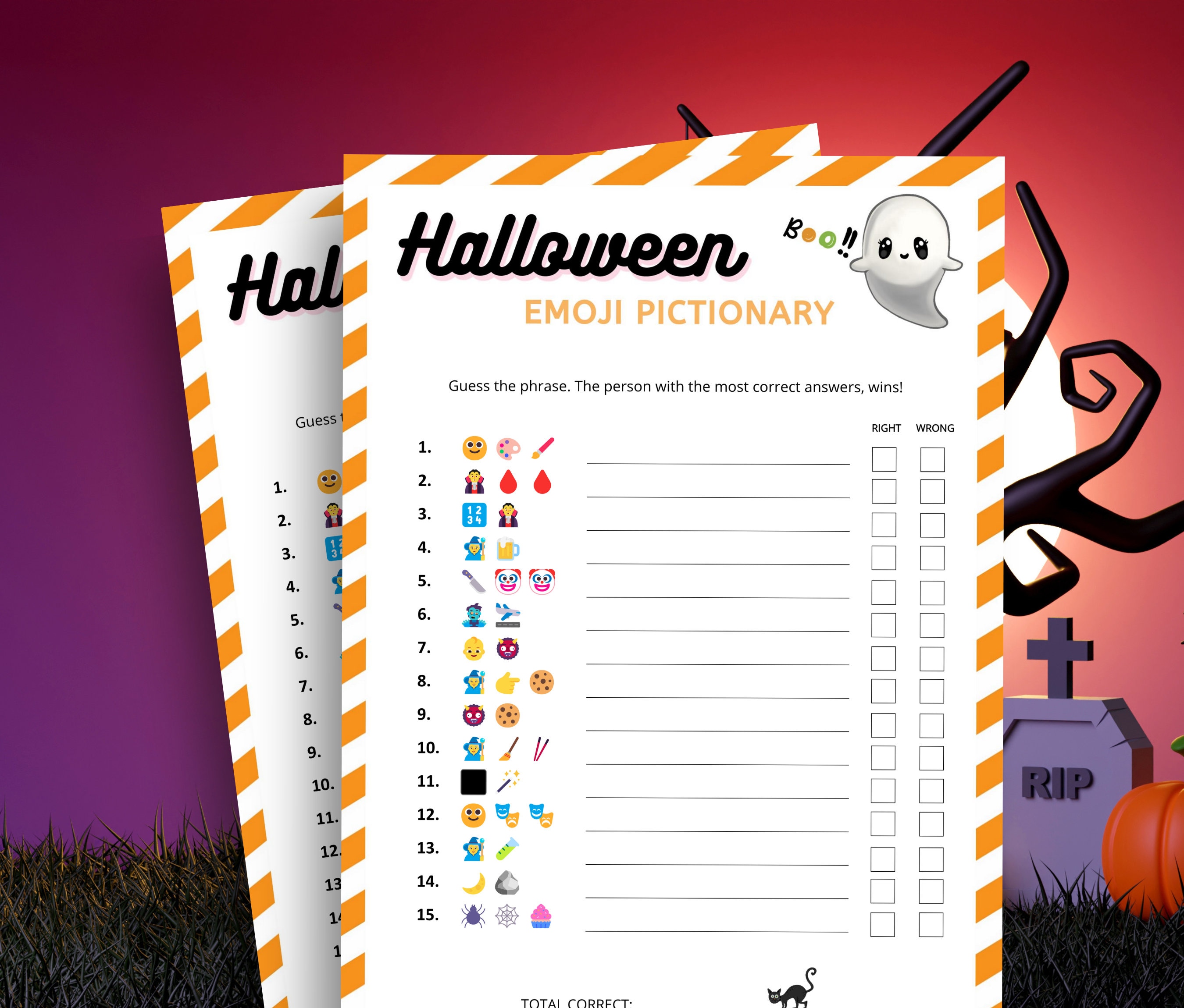 Halloween Emoji Pictionary, Halloween Emoji Game, Halloween Printable ...