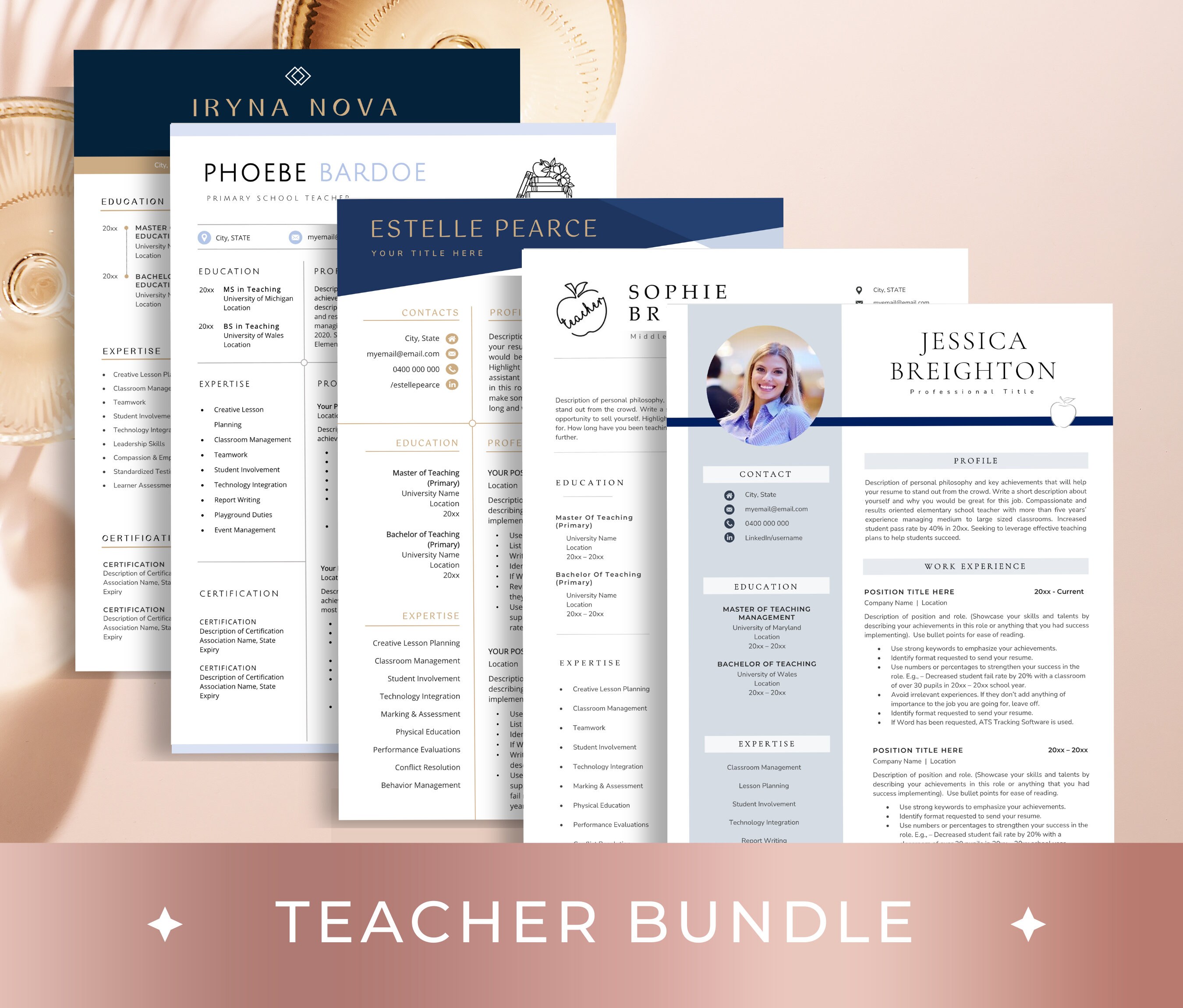 Teacher Resume Template, CV Template Teacher Bundle Resume, Teaching ...