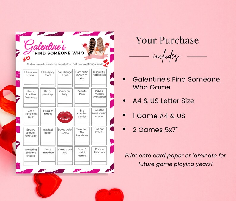 Find Someone Who Game Galentine's Day Bingo, Fun Valentine's Day ...