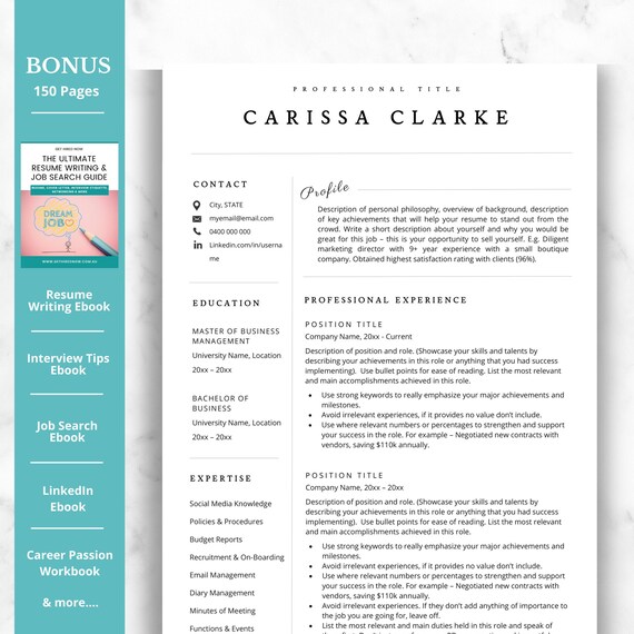 Sales & Marketing Resume Template for Word Advertising | Etsy