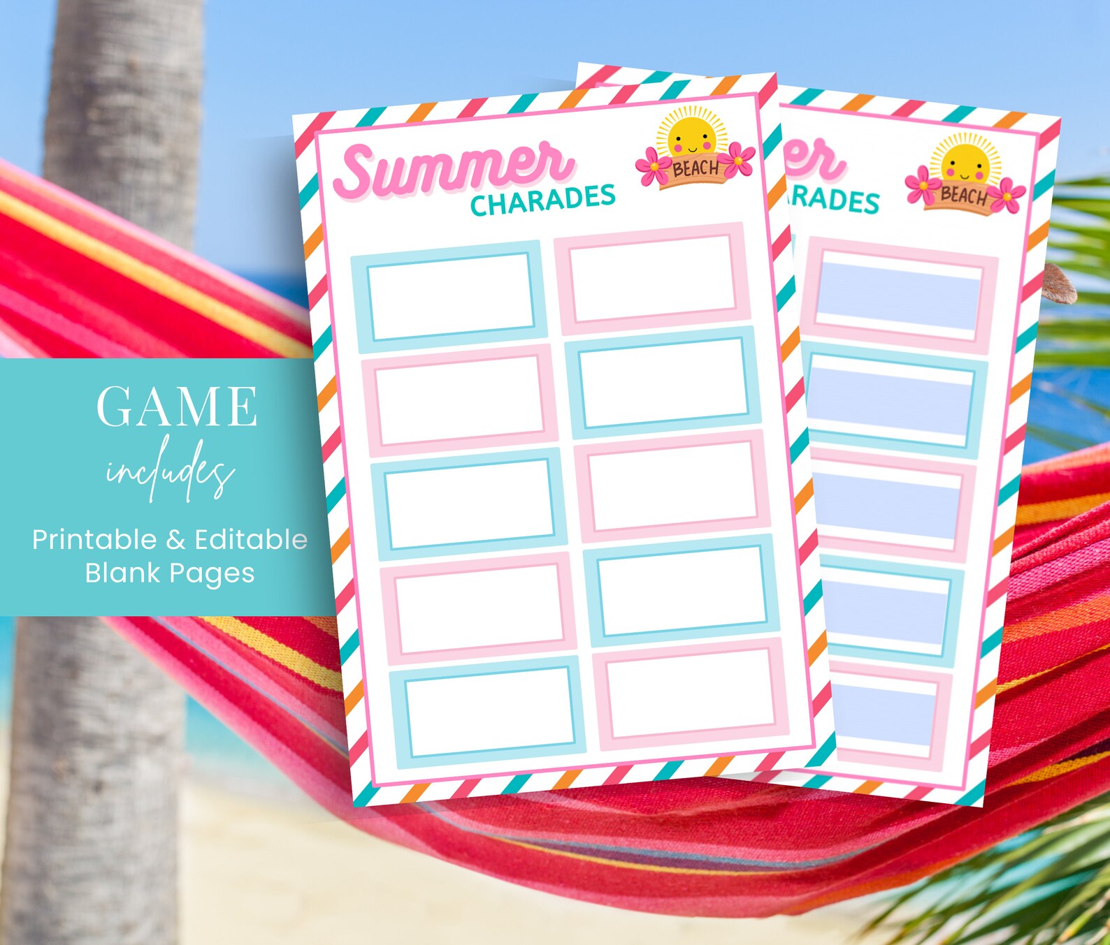 Summer Charades Game, Printable Party Games, Summer Party Games Summer ...