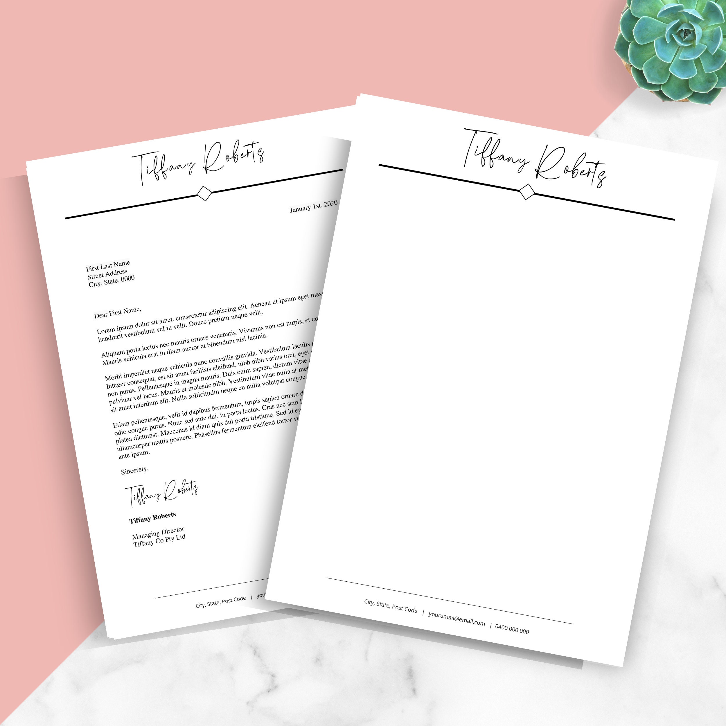 Elegant Letterhead Corporate Letterhead Letterhead Template | Etsy