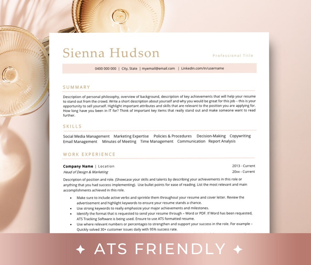 ATS Resume Template Modern, ATS Resume, Minimalist Resume Template ...