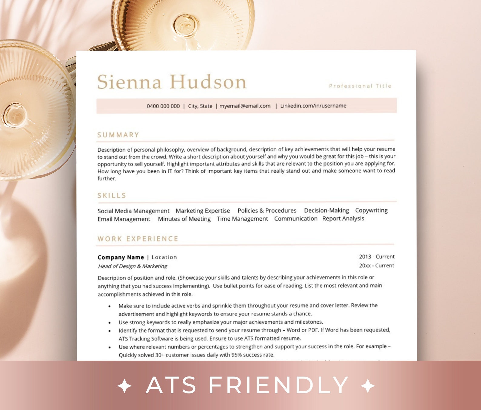 ATS Resume Template Modern, ATS Resume, Minimalist Resume Template ...