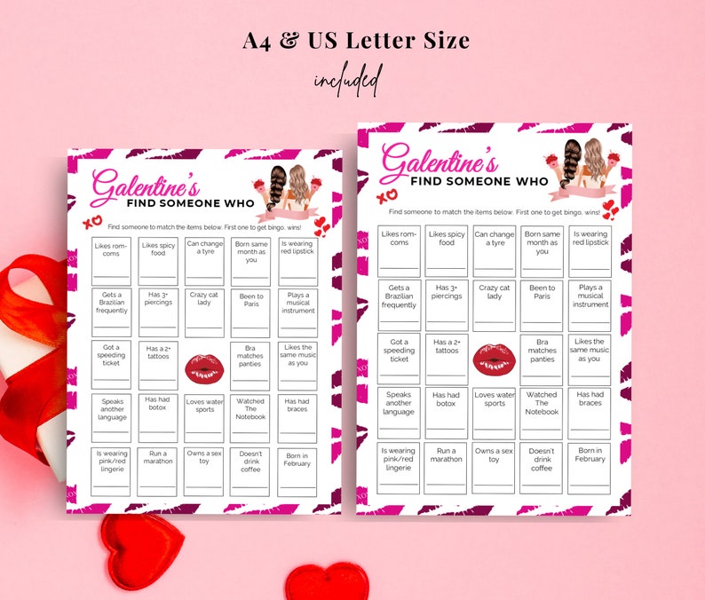 Find Someone Who Game Galentine's Day Bingo, Fun Valentine's Day ...