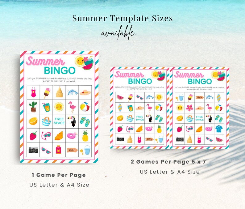 Summer Bingo Printable Summer Bingo Cards, Fun Summer Games Summer ...