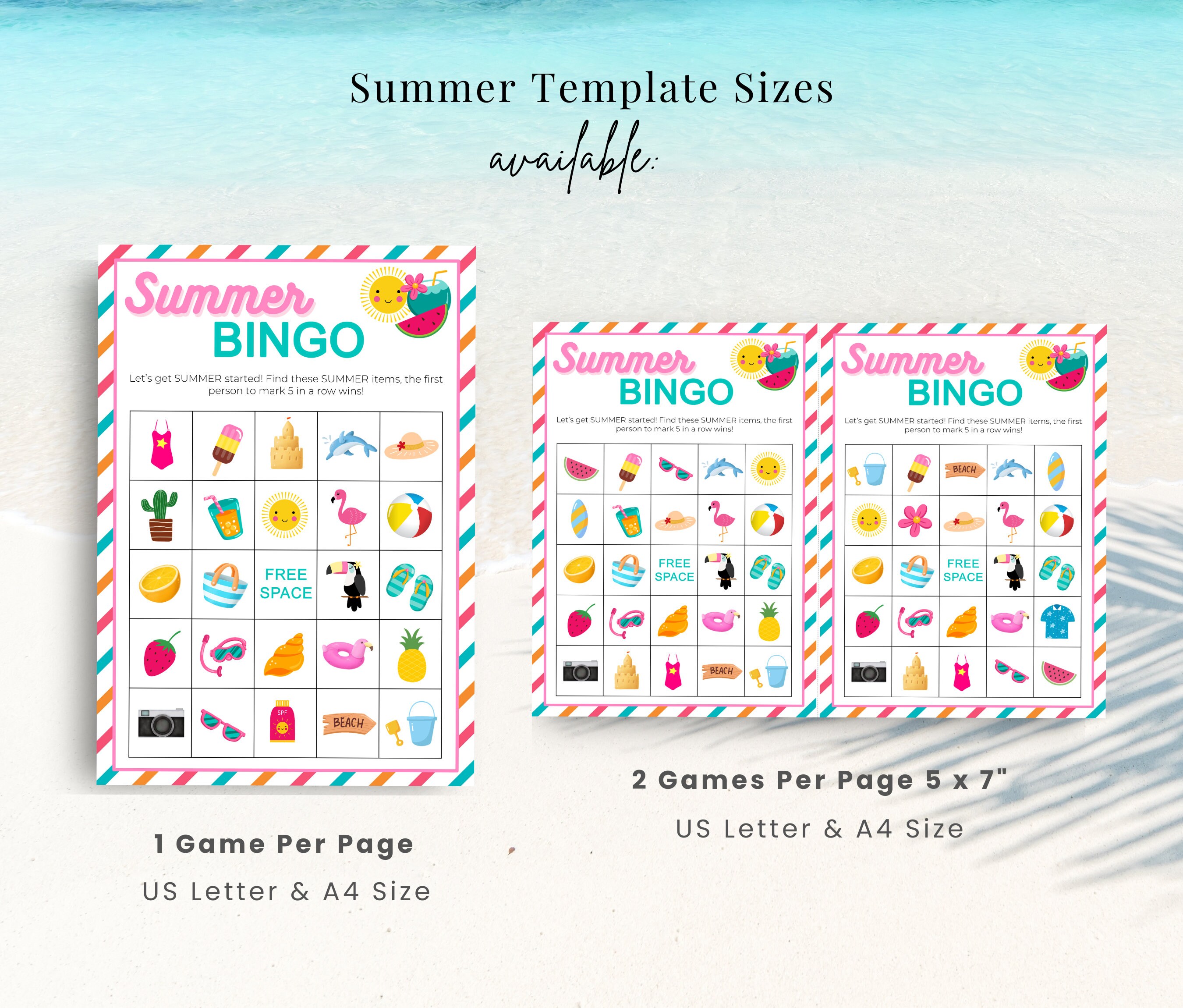 Summer Bingo Printable Summer Bingo Cards, Fun Summer Games Summer ...