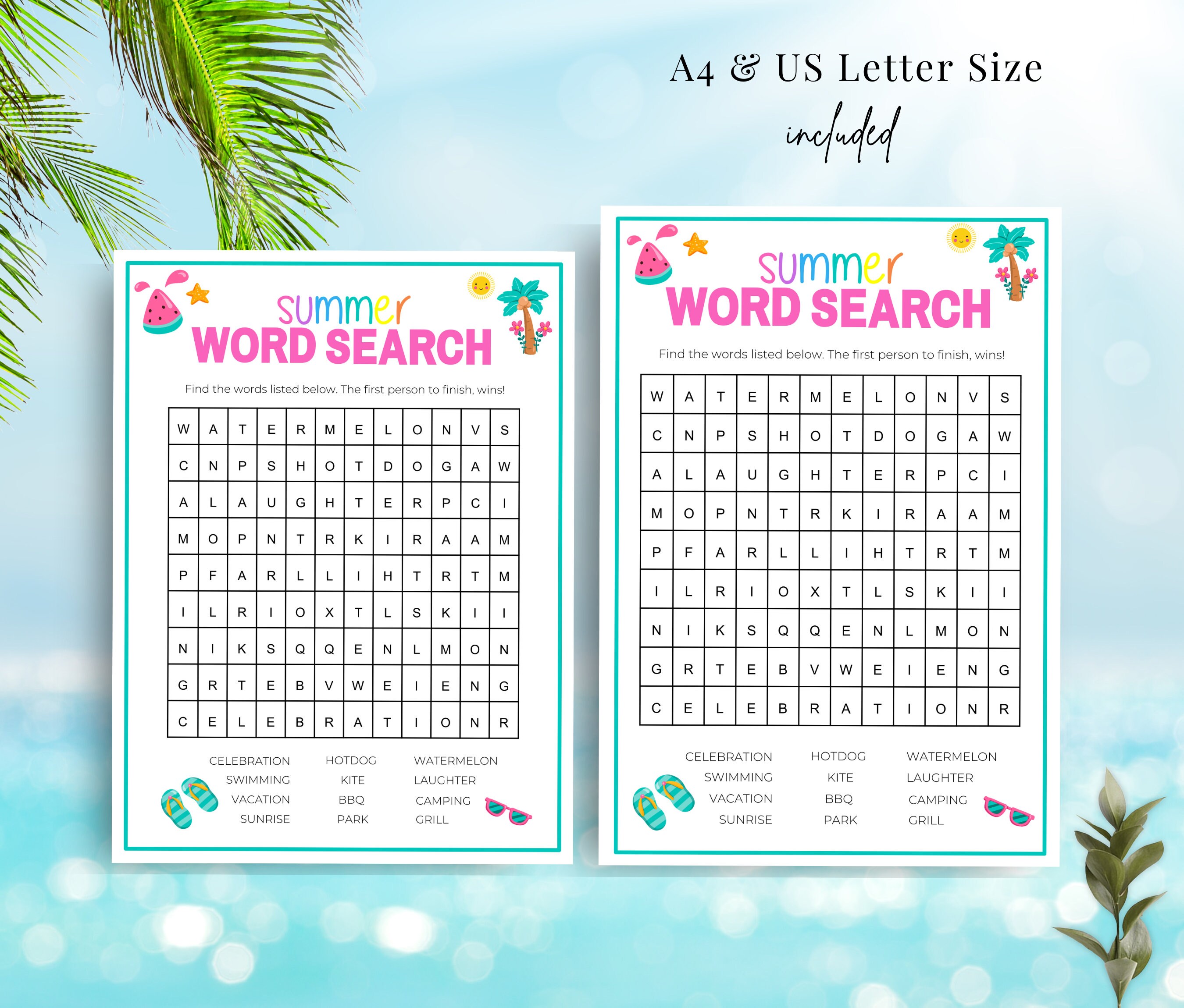 Summer Word Search, Word Search Printable for Kids, Summer Word Puzzle ...