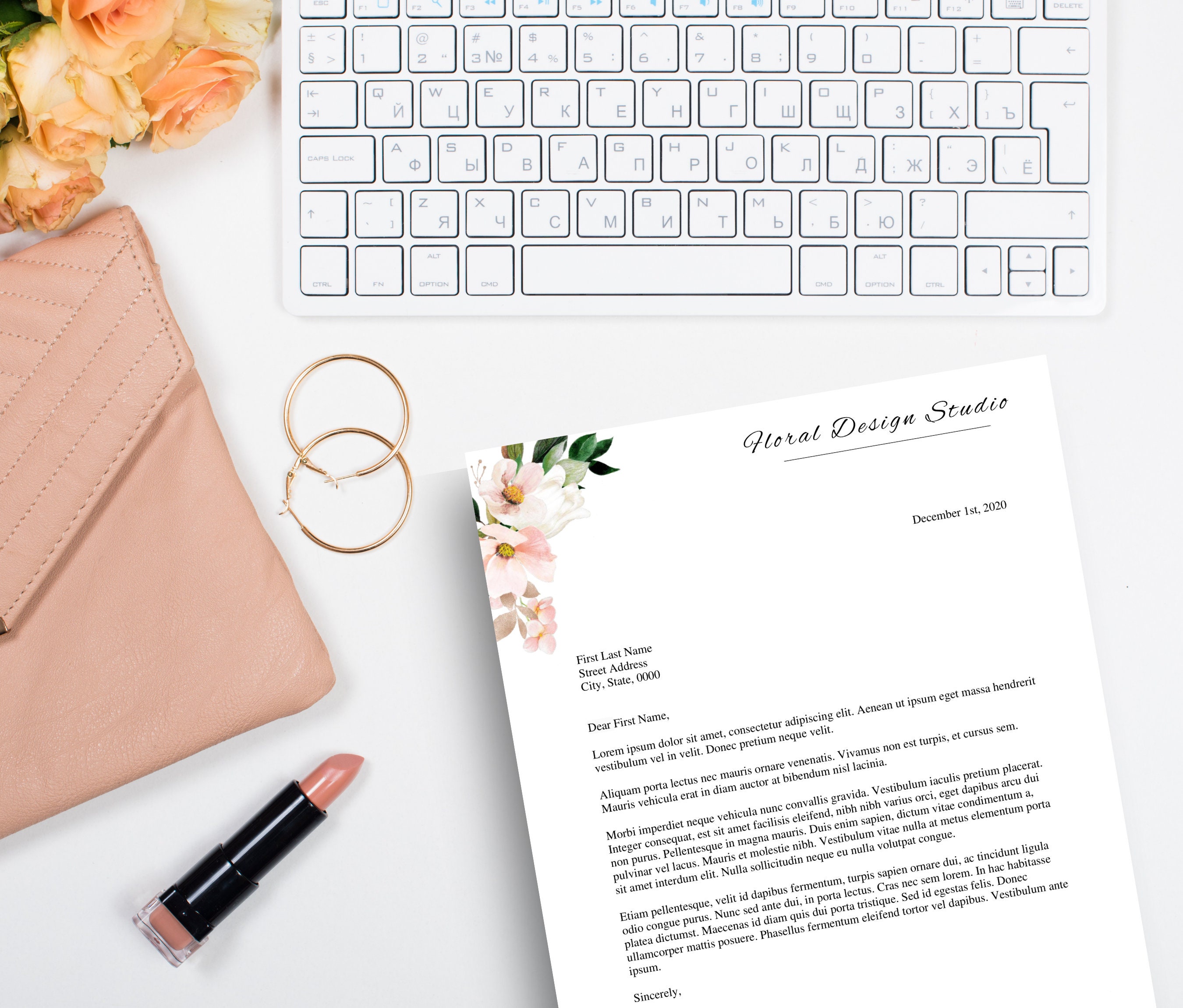Floral Letterhead Template, Personal Letterhead for Word, Printable ...