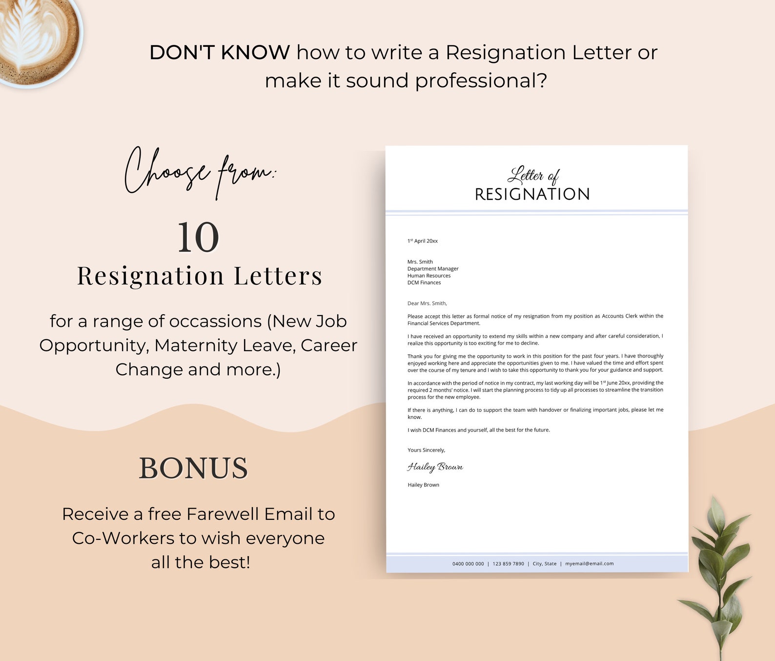 Resignation Letter Template, Resignation Template, Microsoft Word ...