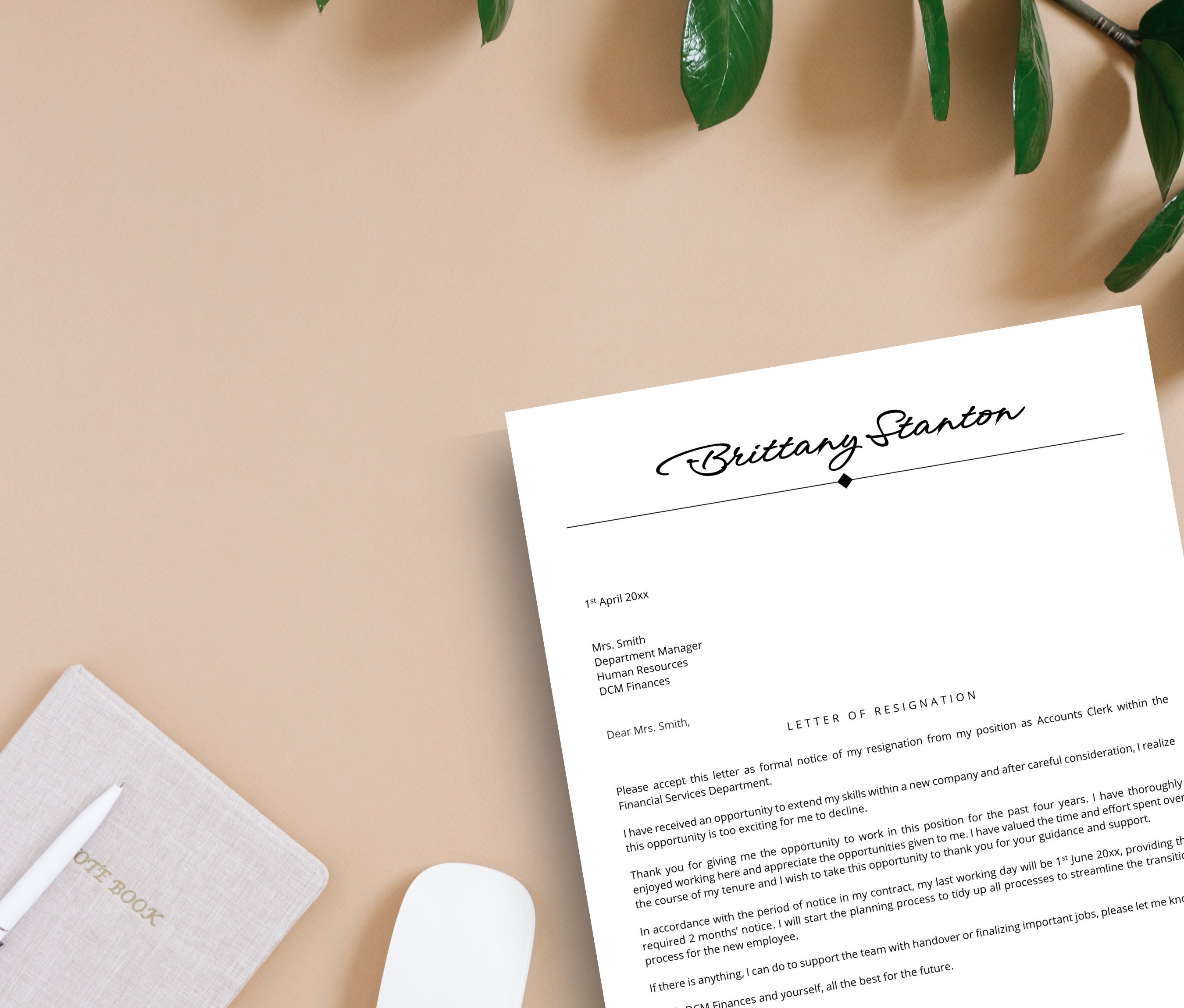 Professional Resignation Letter, Notice Letter Template, Resignation ...