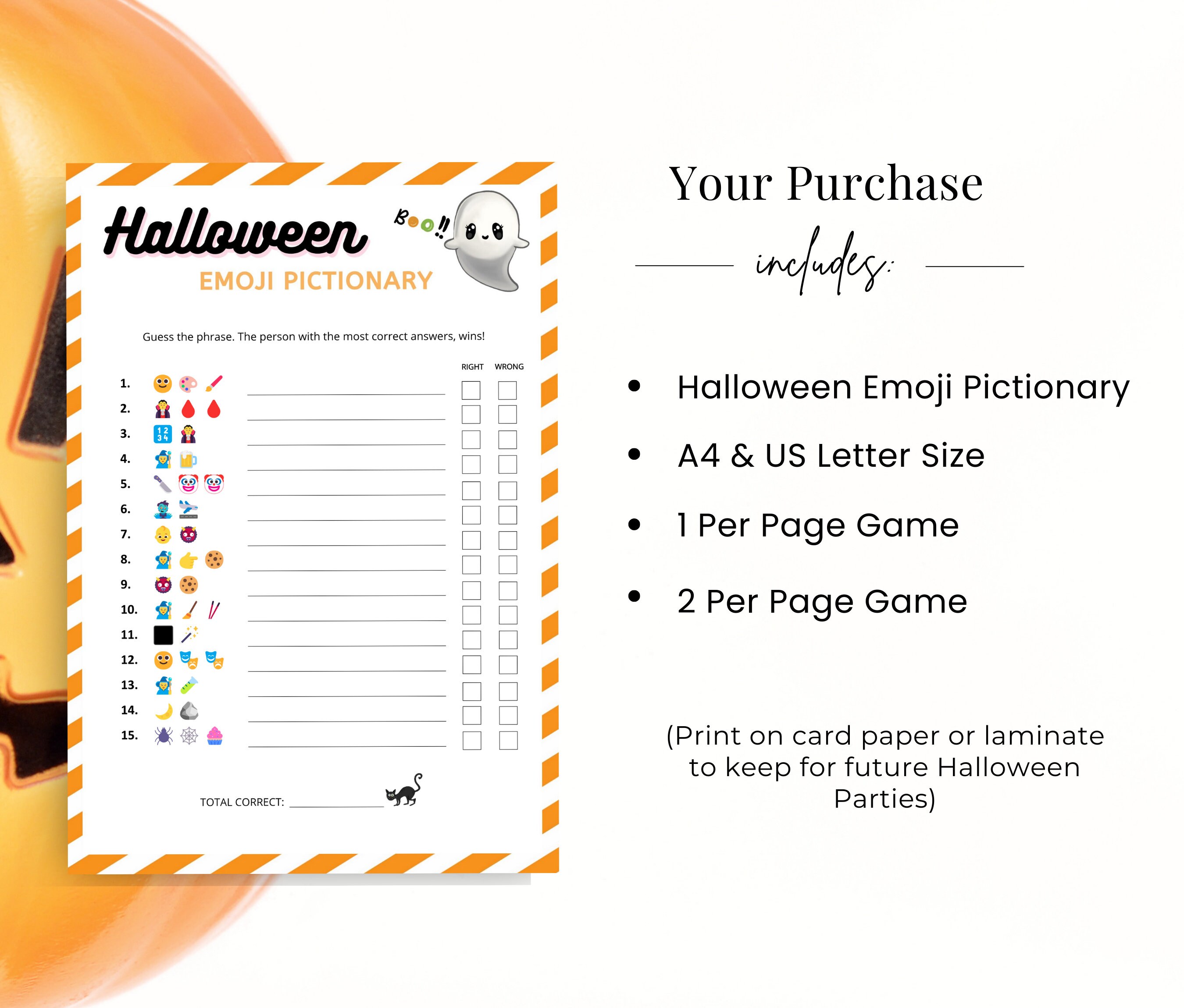 Halloween Emoji Pictionary, Halloween Emoji Game, Halloween Printable ...