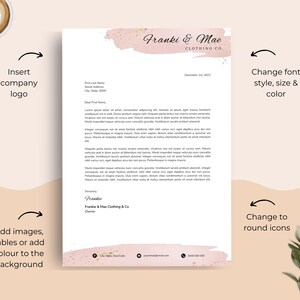 Letterhead Template for Word, Wedding Letterhead, Custom Letterhead ...