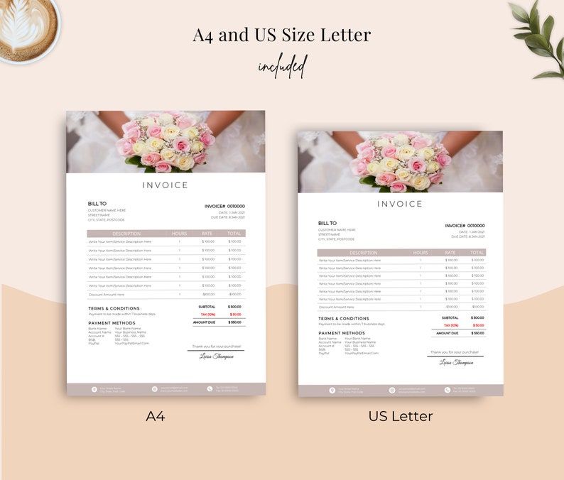 Photography Invoice Template, Invoice PDF Template, Wedding Invoice ...