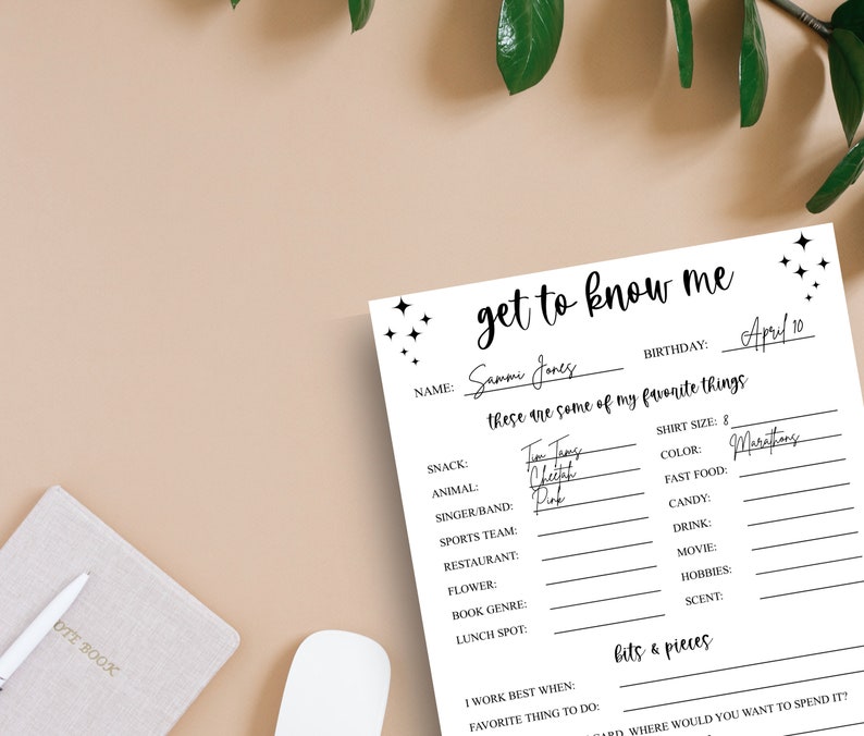 Get to Know You Questions, All About Me Survey, Coworker Questions ...