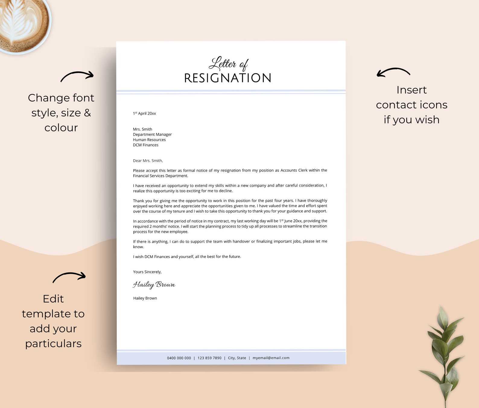 Resignation Letter Template, Resignation Template, Microsoft Word ...