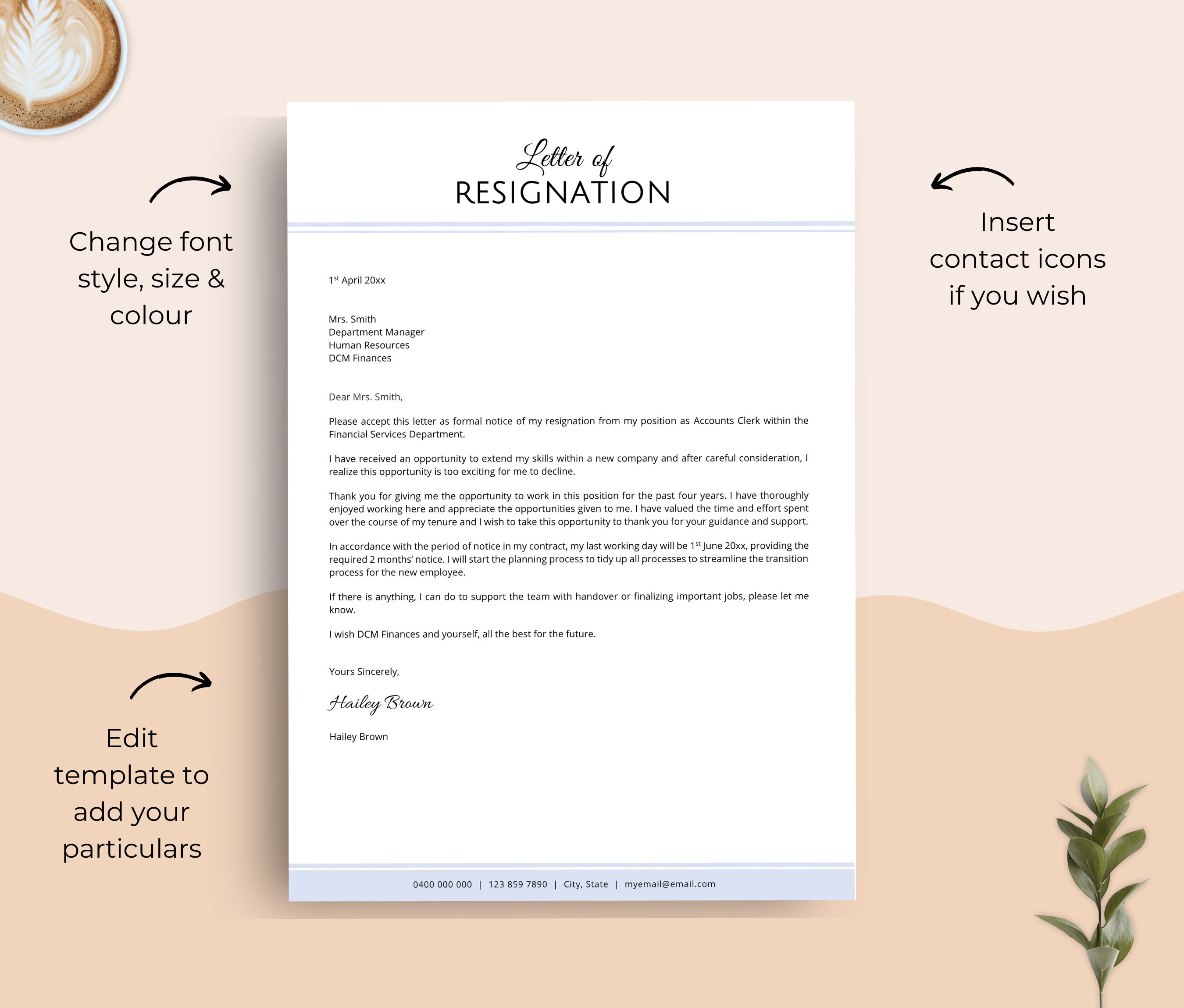 Resignation Letter Template, Resignation Template, Microsoft Word ...