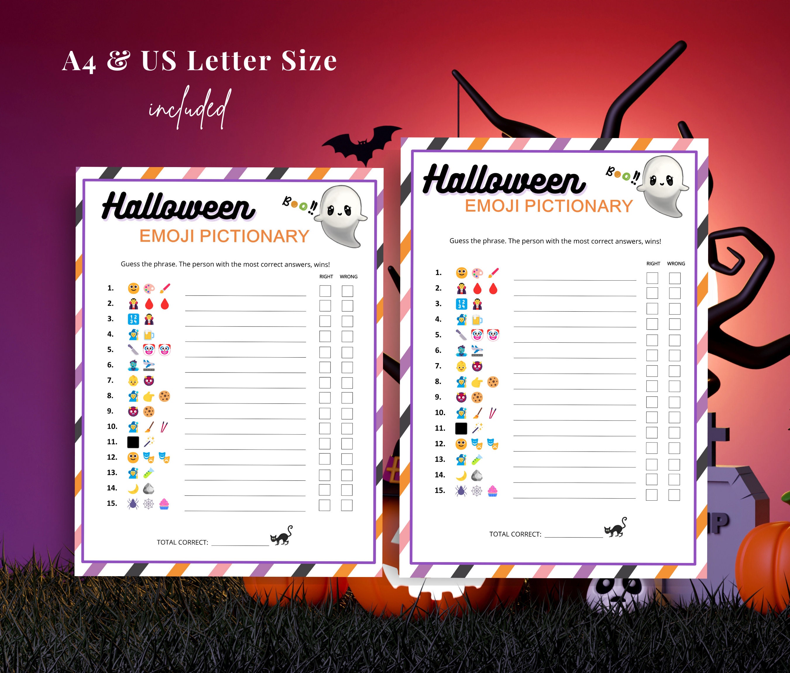 Halloween Emoji Pictionary Games, Halloween Party Game, Emoji Games ...