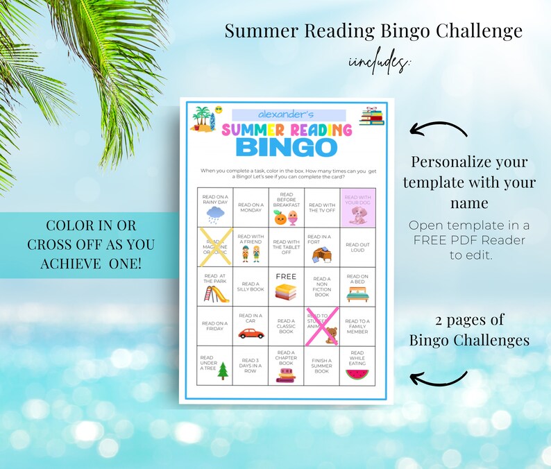 Reading Challenge for the Summer, Kids Reading Bingo, Summer Reading ...