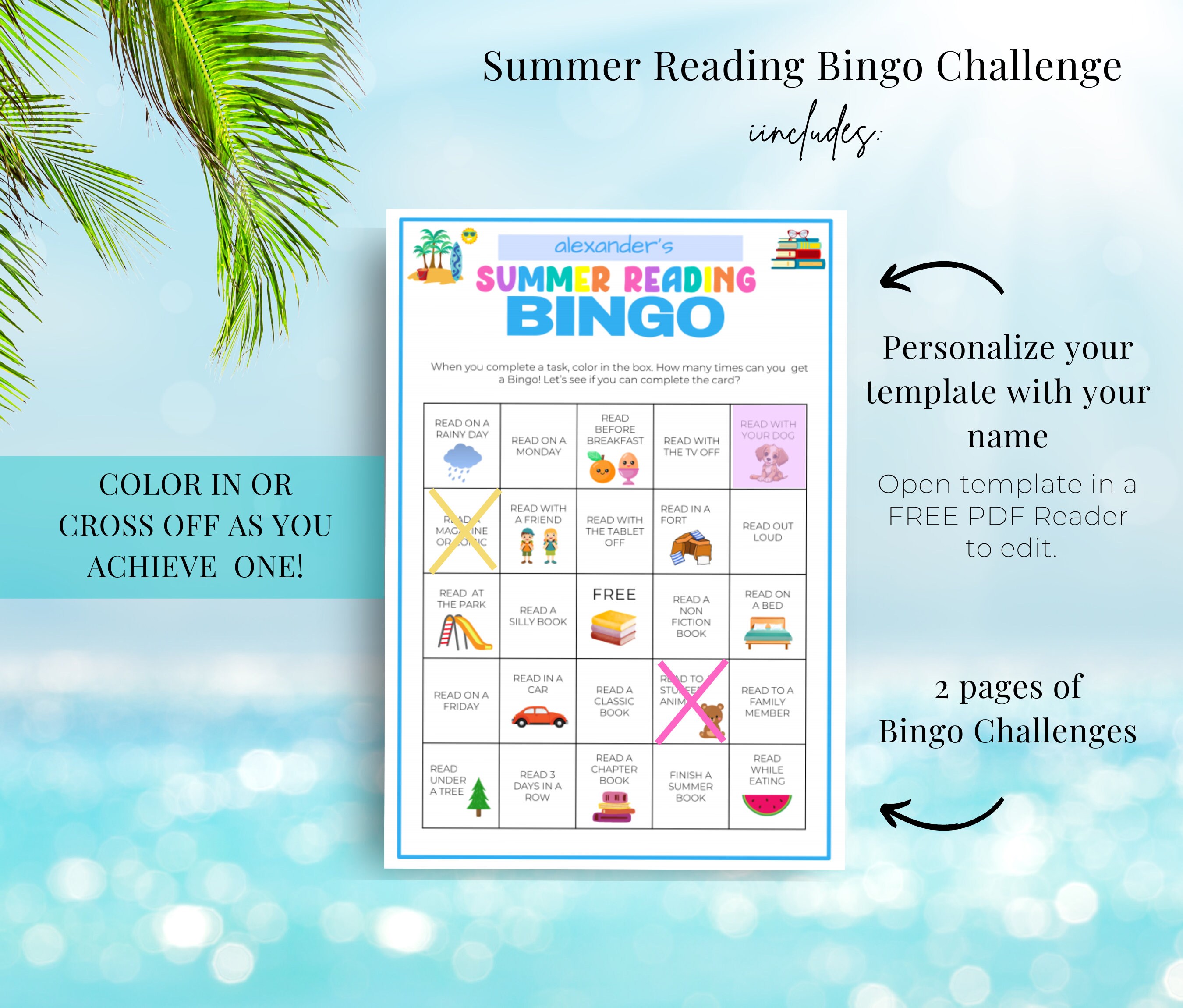 Reading Challenge for the Summer, Kids Reading Bingo, Summer Reading ...