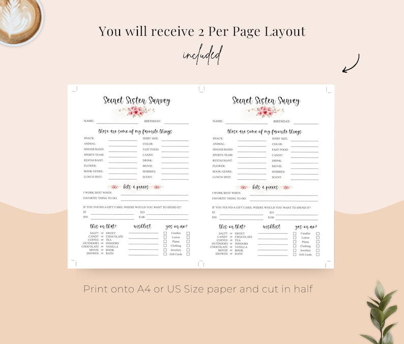 Secret Sister Questionnaire Get to Know You Template Secret Sister ...