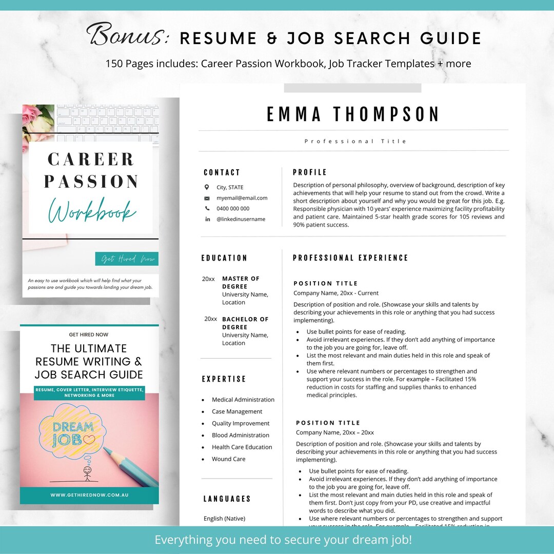 Clean and Modern Resume Template, Minimalist Resume Template for Word ...