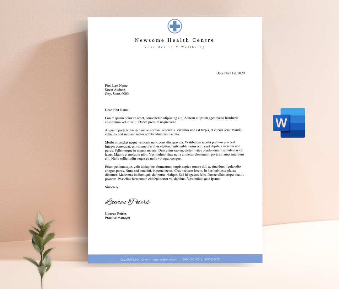 Medical Letterhead, Doctor Letterhead, Nurse Stationery, Editable ...