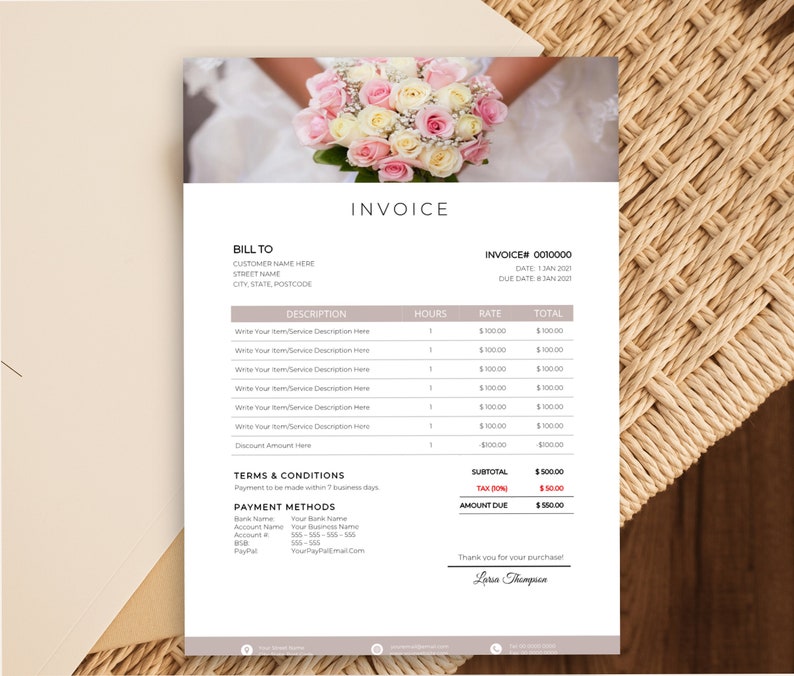 Photography Invoice Template, Invoice PDF Template, Wedding Invoice ...