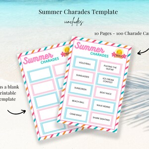 Summer Charades Game, Printable Party Games, Summer Party Games Summer ...