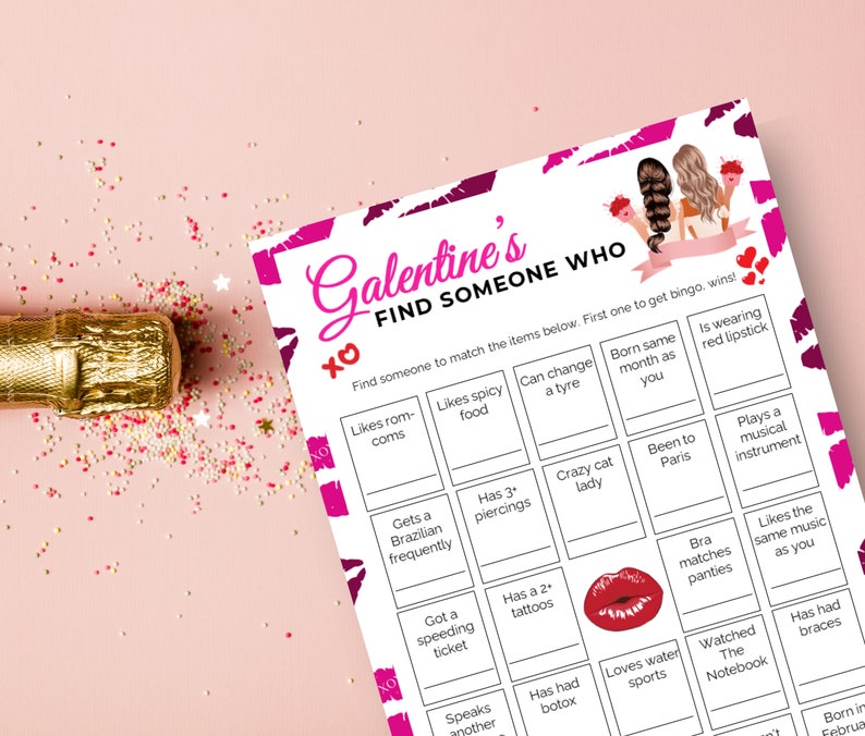 Find Someone Who Game Galentine's Day Bingo, Fun Valentine's Day ...
