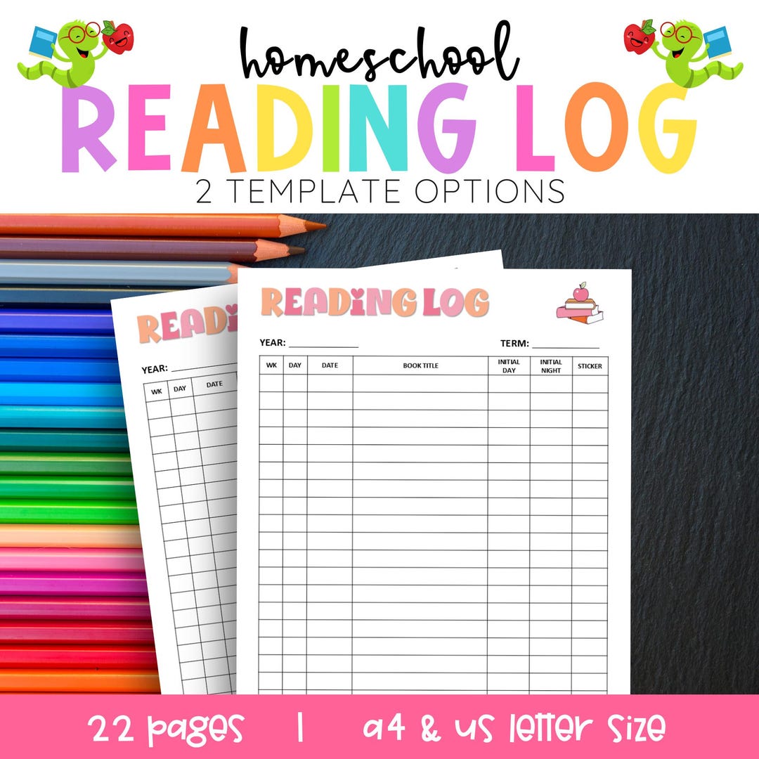 Monthly Reading Log, Homeschool Book Log, Reading Log Printable ...